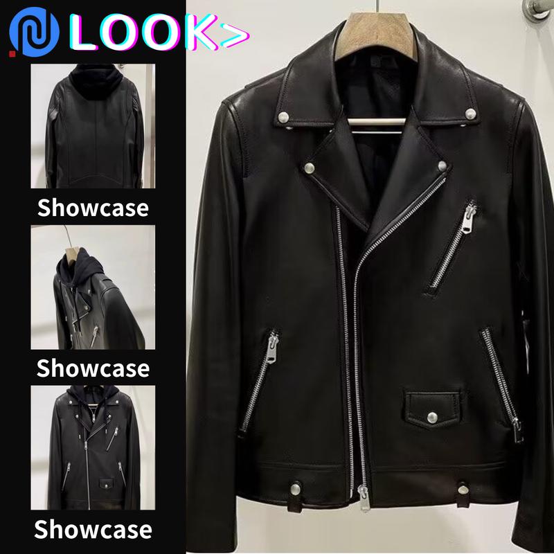 Jaket Kulit, ROWAY, Gaya Bikers, Kolar Pendek, Rekaan Baru, Sesuai ...