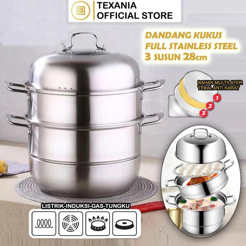 [Exclusive Ischa] TEXANIA (COD) Panci Steamer 3 Susun Panci Kukus ...