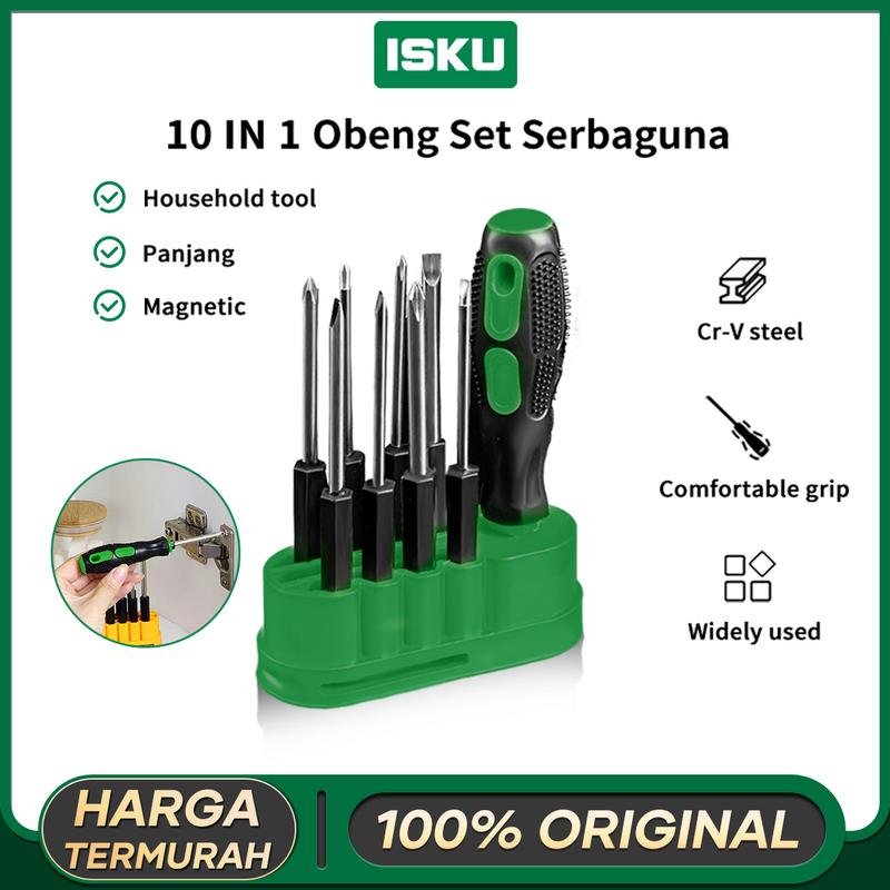 ISKU 10 in 1 Obeng / Obeng Set Kunci Shock Set Multifunction - Shop ...