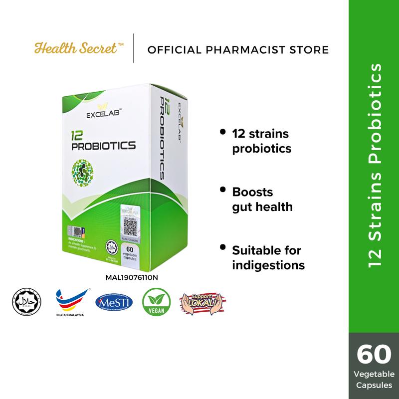 EXCELAB 12Probiotics [30 Bilion CFU, Probiotik Kekuatan Tinggi ...