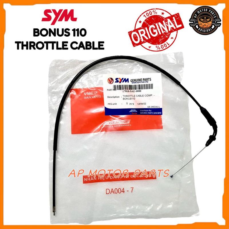 100% ORIGINAL SYM BONUS110 THROTTLE CABLE 0 17910-SAE-0000 TALI ...