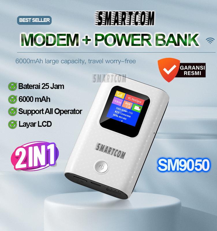 SMARTCOM Modem Wifi 4G LTE with Power Bank SMARTCOM SM9050 PRO - Shop | Tokopedia