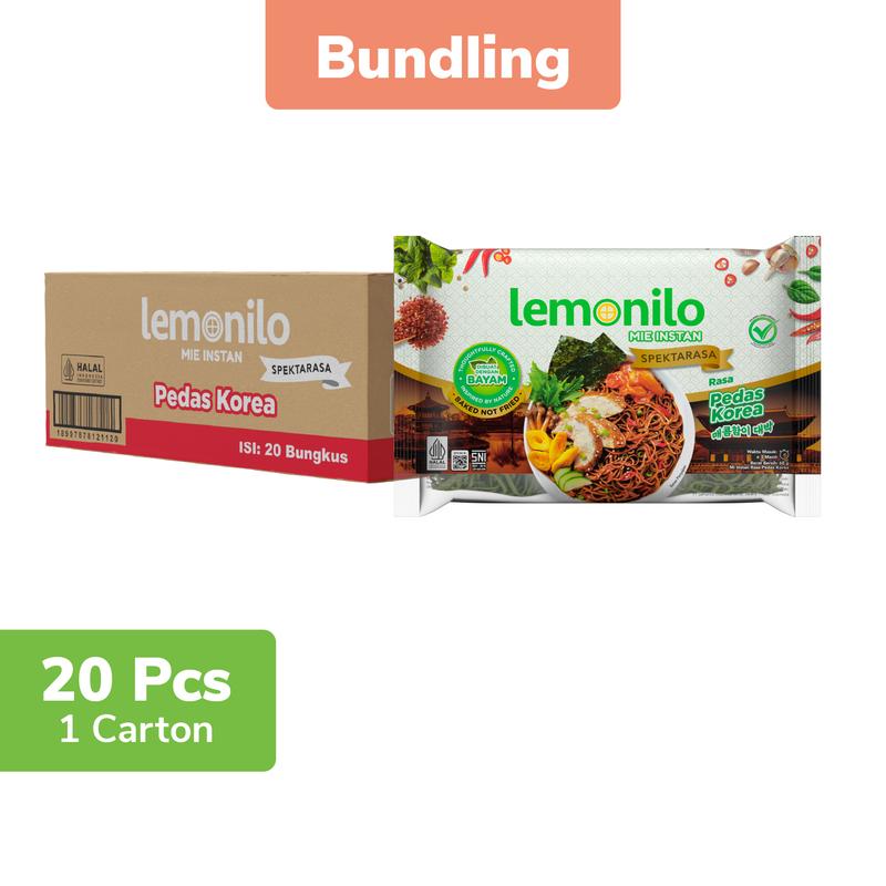 20 Pcs Lemonilo Mie Instan Goreng Pedas Korea 68g - Shop | Tokopedia