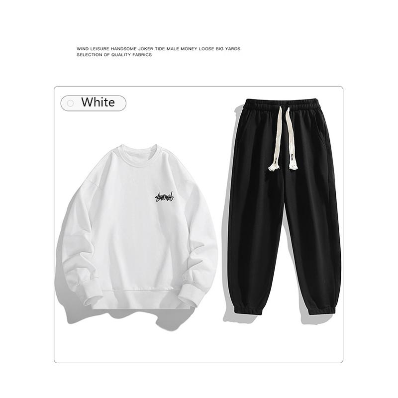 Set sut sukan kasual lelaki, baju sejuk gaya preppy, seluar bertali ...