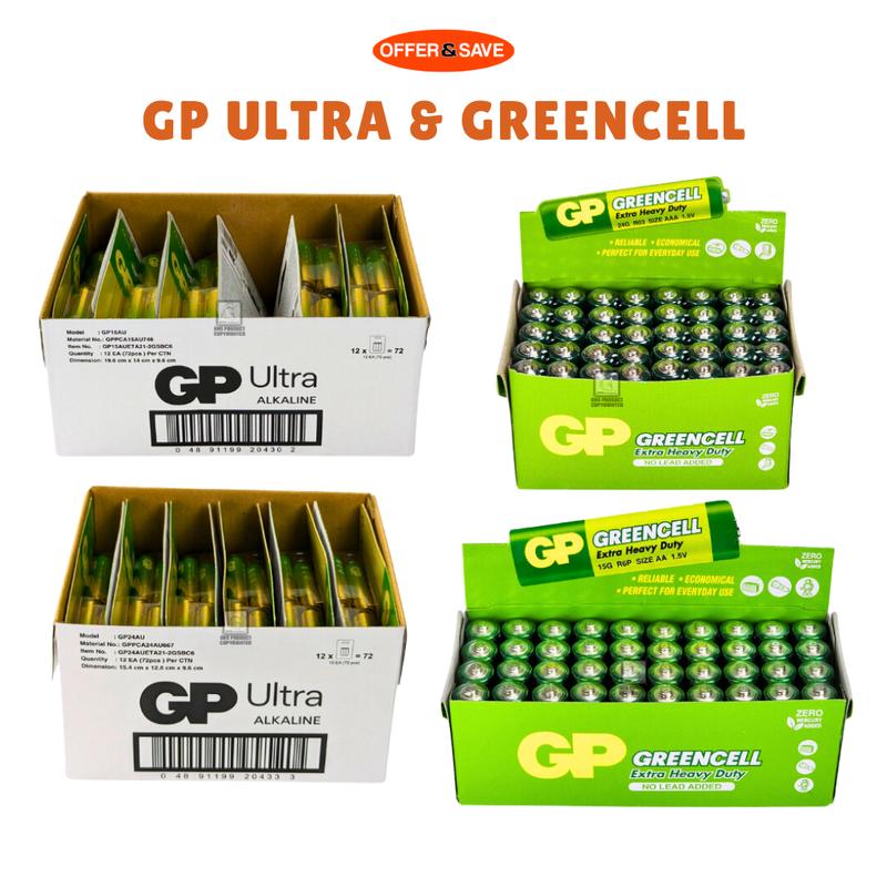 GP Battery - Ultra Alkaline Battery / Greencell Extra Heavy Duty ...