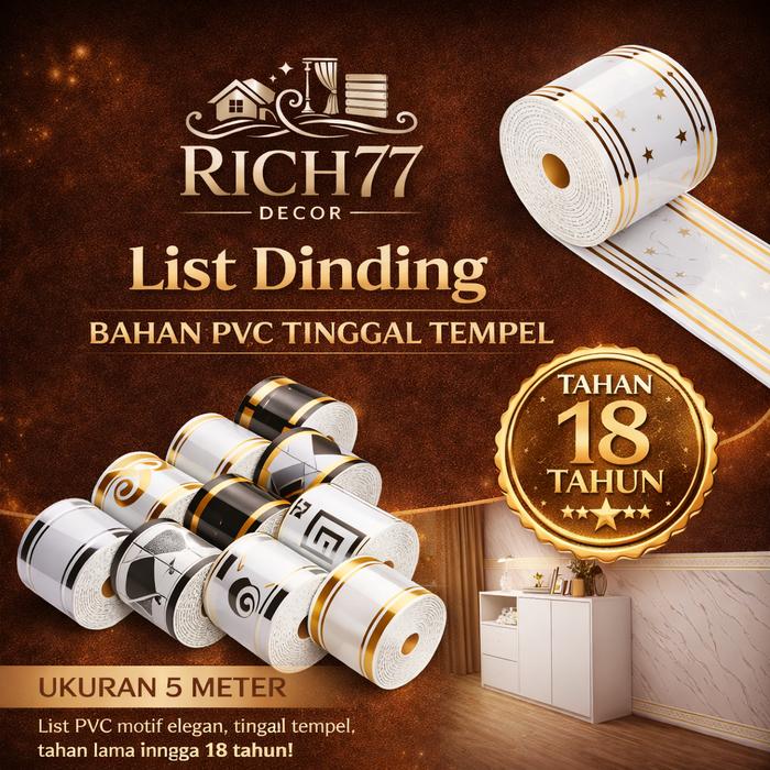 Jual List Wallpaper Bahan PVC Premium UK: 5m x 10cm x 2mm – Tahan ...
