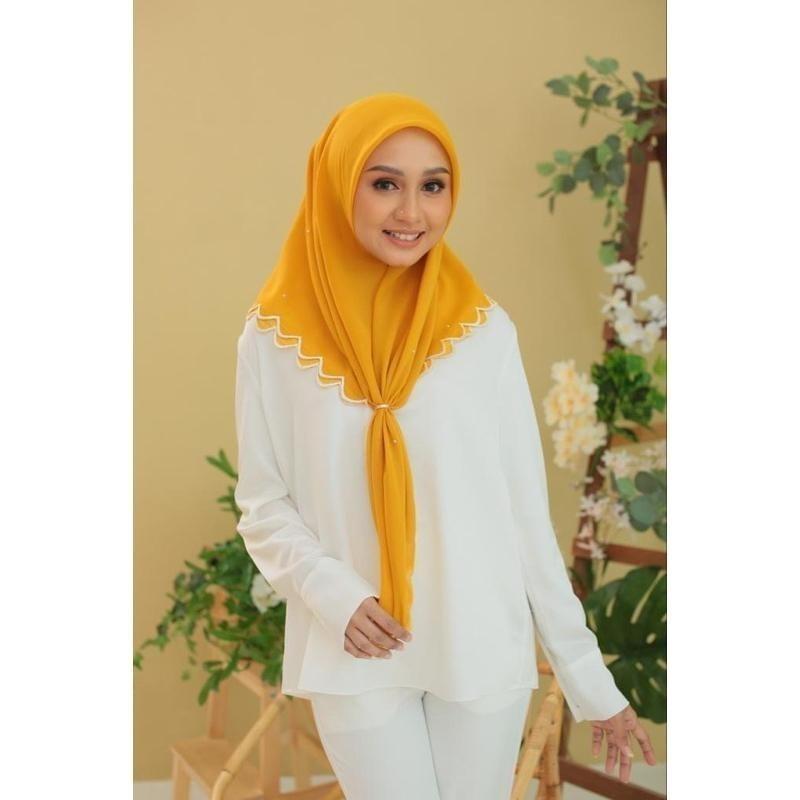 Tudung Bawal Sulam Cotton SOPHIA Embroidery Premium Plain Scarf ...