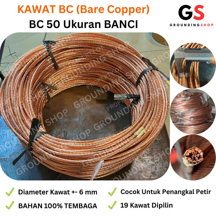 Jual Kabel BC 50 Ukuran Banci (Harga per Meter) / Bare Copper 50 (Bukan ...