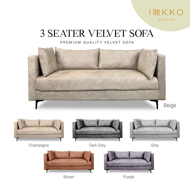Premium Velvet 4 Seater Sofa / Velvet Pocket Spring Sofa / Sofa ...