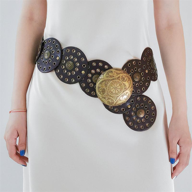 Hollow Western Style Exaggerated Cowboy Wide Disc Belt Vintage Womens ...