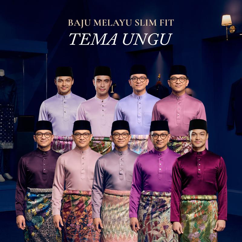 Tema Ungu - Baju Melayu Slim Fit Bulan Bintang 2025 (NEW) - TikTok Shop ...