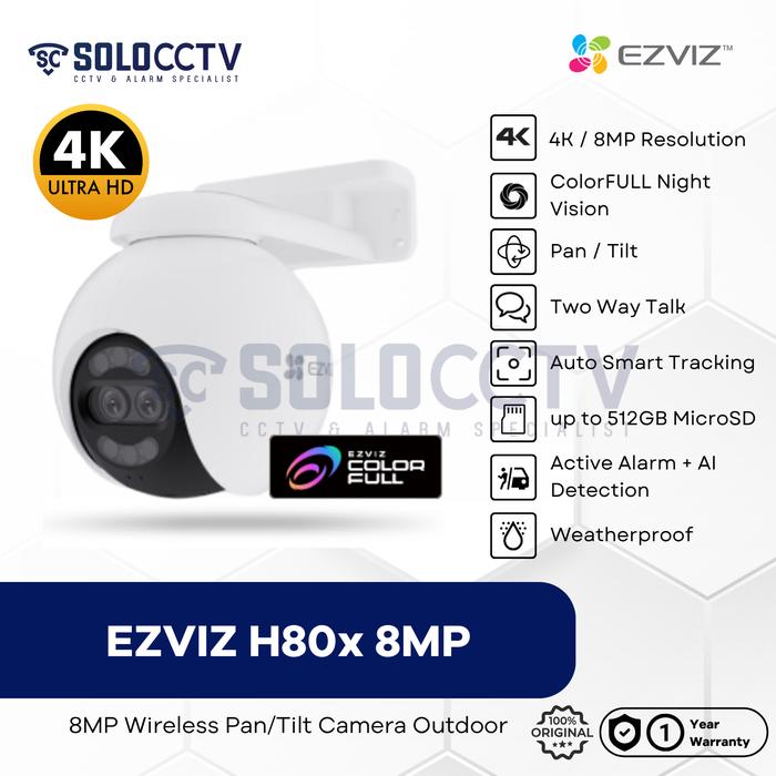Jual EZVIZ H80x 8MP 4K Full Color Smart CCTV WiFi Camera Outdoor Pan ...