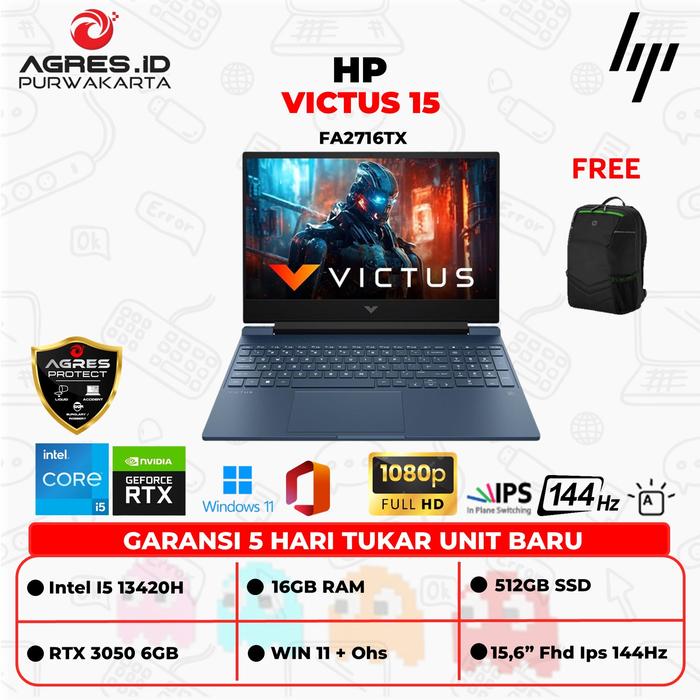 Promo [ PROMO ] Hp Victus 15 I5 13420H RTX3050 6GB/ Ram 16GB Ssd 512GB ...
