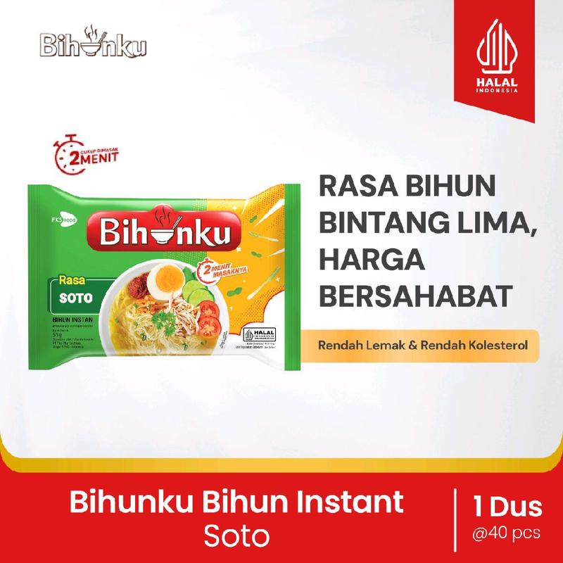 Bihunku Instan - Soto - 1 karton - 40 Pcs - 55gr Mie Noodles Kuah ...
