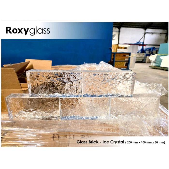 Jual Roxyglass Glass Brick 200x100x50 mm | Motif Ice Crystal & Orange ...