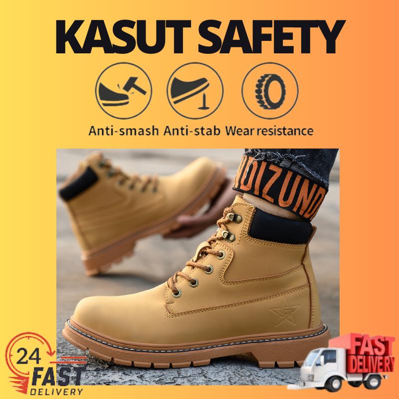 Leather Safety Shoes Kasut Safeti Kulit High Cut Safety Boot - TikTok ...