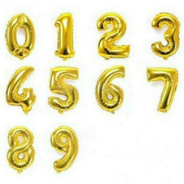Balon Foil Angka Gold Size 40 cm - Shop | Tokopedia
