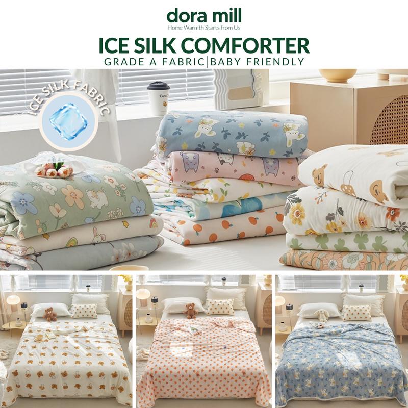 DORA MILL Selimut Ice Silk Corak Bunga Comel – Saiz Kecil / Single ...