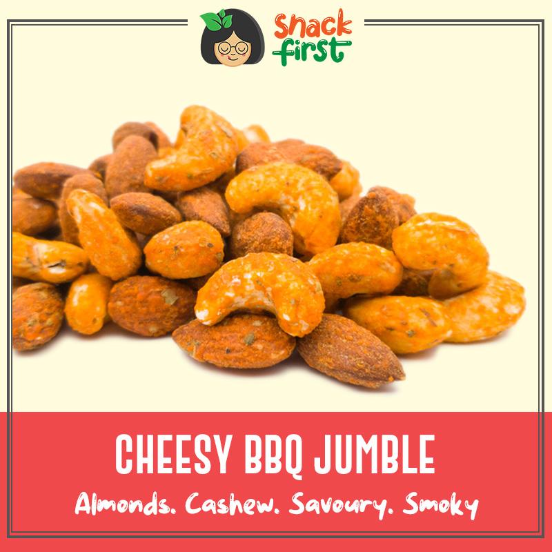 SnackFirst Cheesy BBQ Almonds + Cashew Nuts Jumble 200g/1kg (Unique ...
