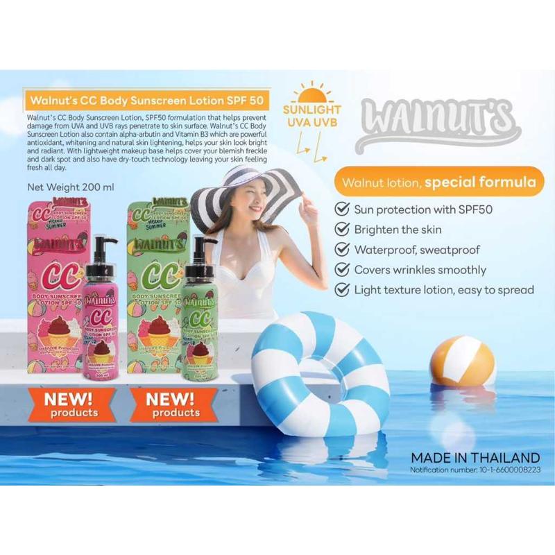 Walnuts CC Body Sunscreen Lotion SPF 50 PA+++ 200 ml Origina - Shop ...