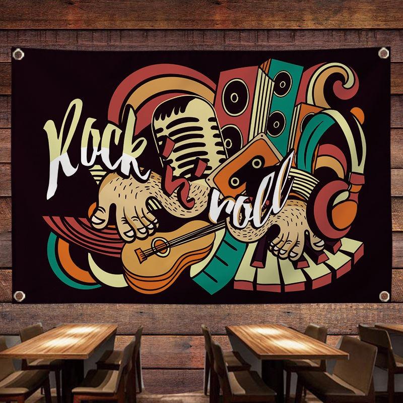 Kain Dinding Hiasan, Gaya Retro Rock Hip Hop, Sesuai untuk Rumah ...
