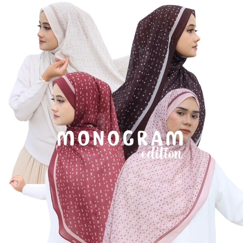 [BUY 3 FREE 1] CHIFFON SHAWL 2M MONOGRAM EDITION Hijab Pashmina ...