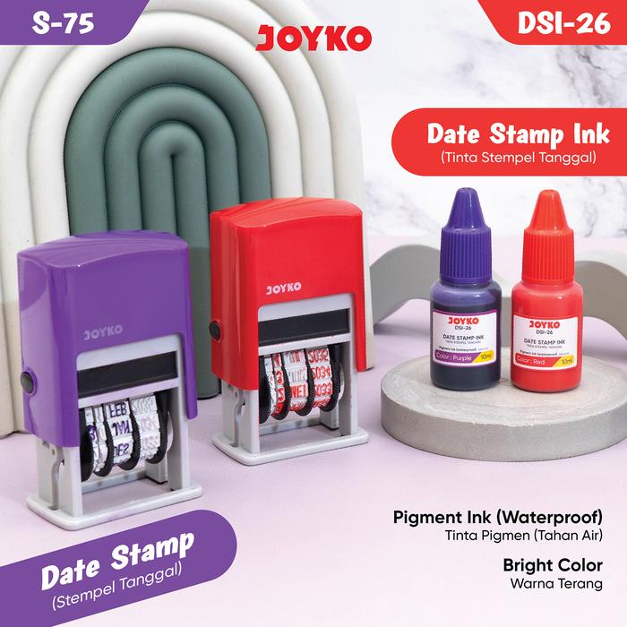 Promo JOYKO Date Stamp Stempel Tanggal S-75 Self Inking - Stamp Purple ...