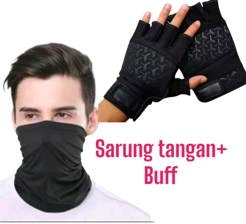 Paket Motoran Buff Hitam Polos Dan Sarung Tangan Pria Dewasa - Shop ...