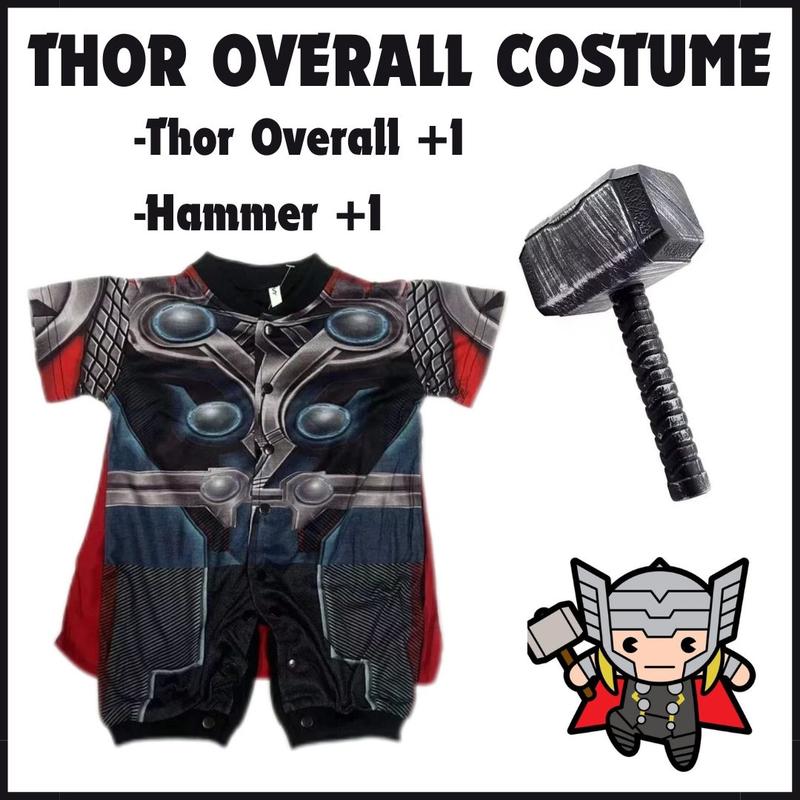 The Avengers Super Hero Thor Overall Costume W/Hammer For Baby(0-3yrs ...