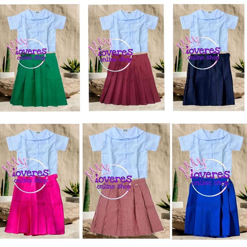 2 in 1set School Uniform Palda and Blouse Good Quality - TikTok Shop ...