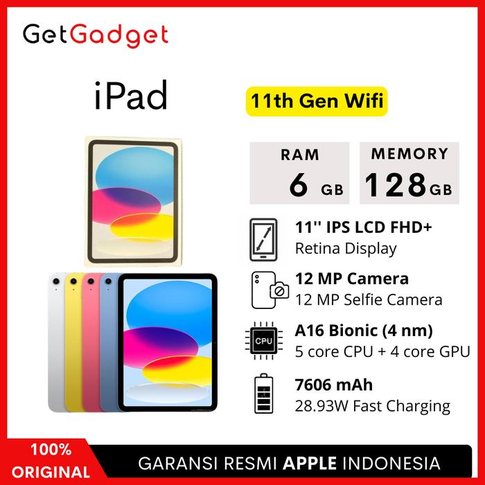 Jual Apple iPad 11 Wifi Only + Cellular A16 11 inci 2025 11th Gen 128GB ...