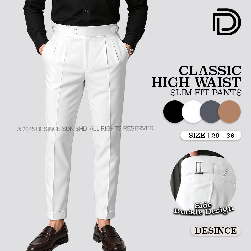 DESINCE Men Classic High Waist Slim Fit Pants Seluar Klasik Pinggang ...