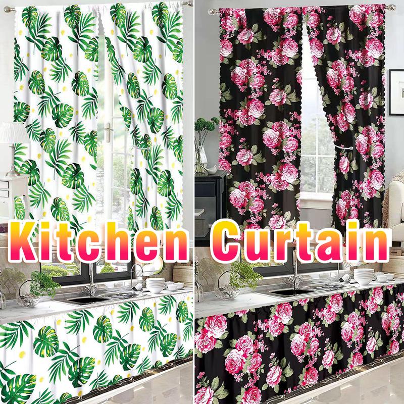 Green Window Curtain 100*210cm Cotton Red Black Half Curtain - TikTok ...