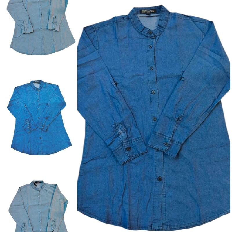 Denim Baju Muslimah Women's Muslimah Shirt Long Sleeve Full button ...
