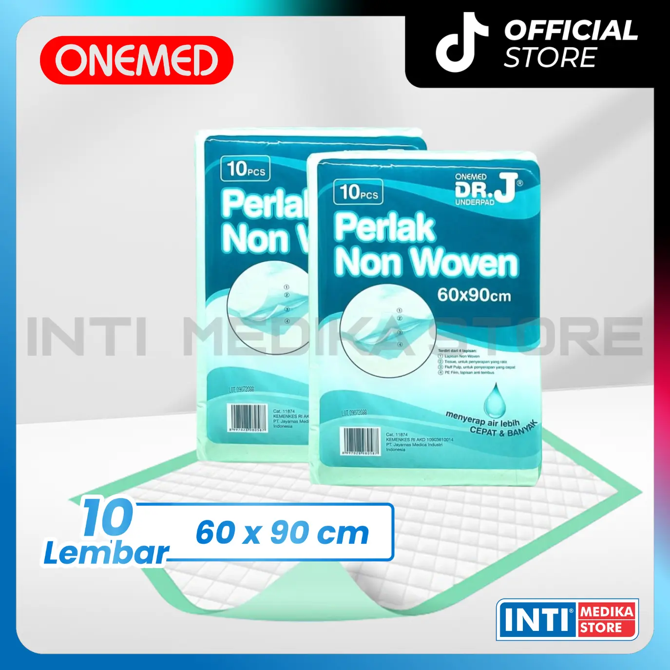 ONEMED - Underpad Dr. J Alas Popok Dewasa 60x90 cm | Perlak Non Woven ...