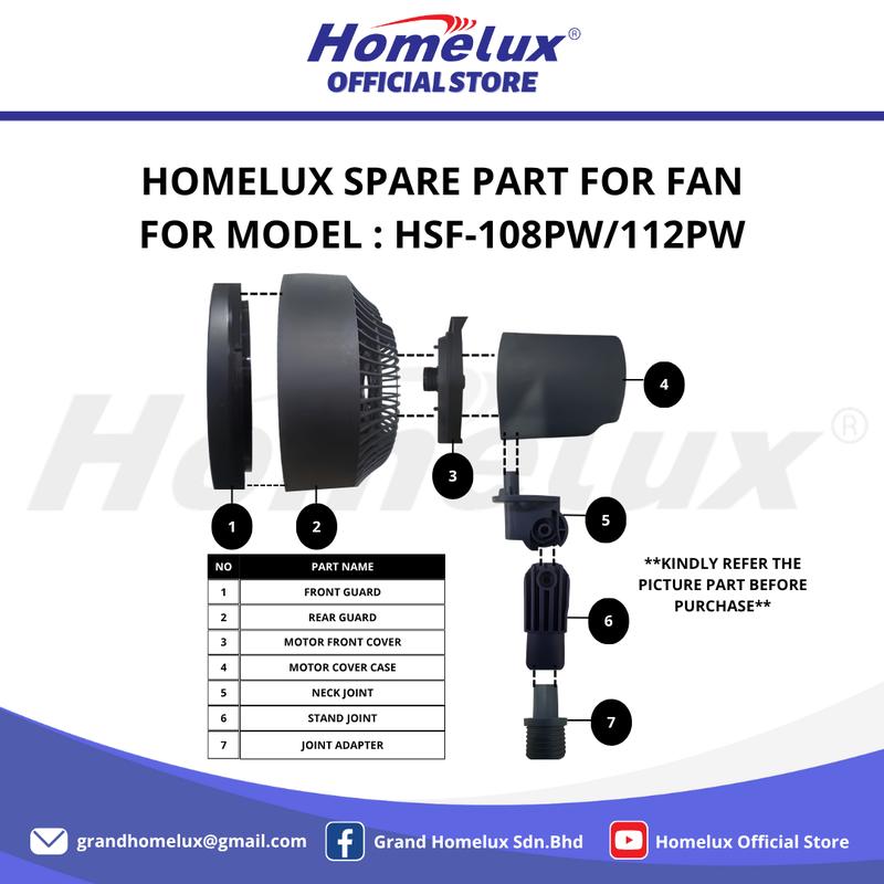 SPARE PART FOR HOMELUX HSF-108PW/HSF-112PW FAN - TikTok Shop Malaysia