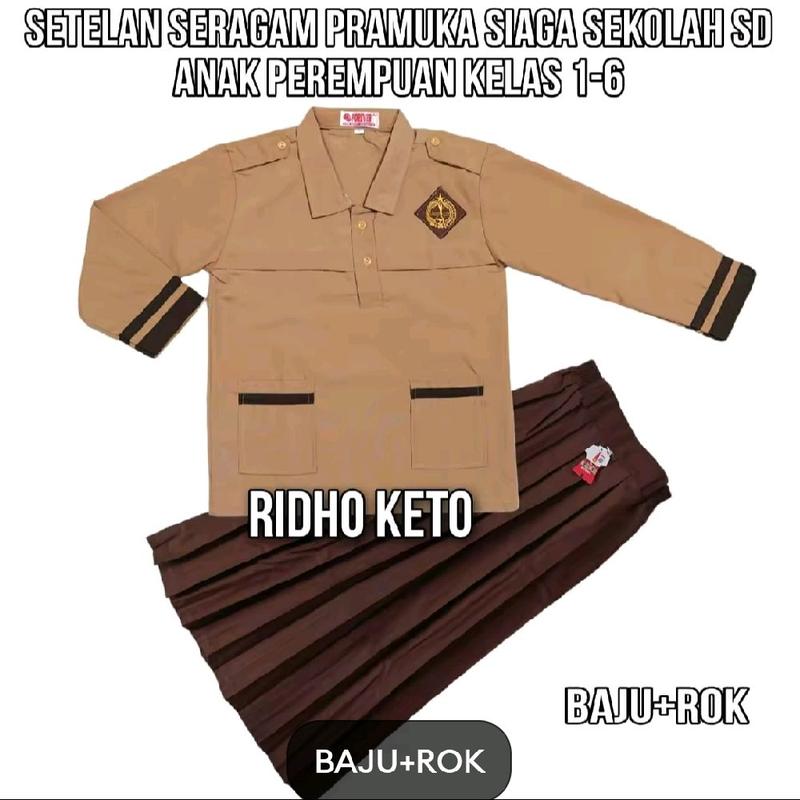 setelan seragam sekolah sd Pramuka perempuan siaga lengan panjang rok ...