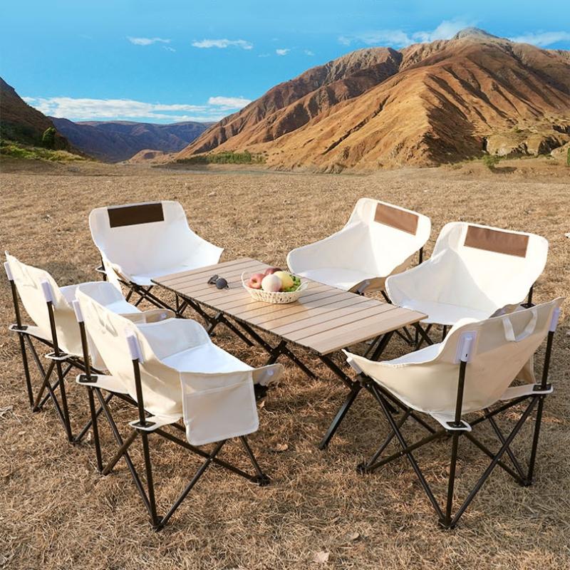Portable Camping Chair Table,Outdoor Folding Desk with 6 Chairs ...