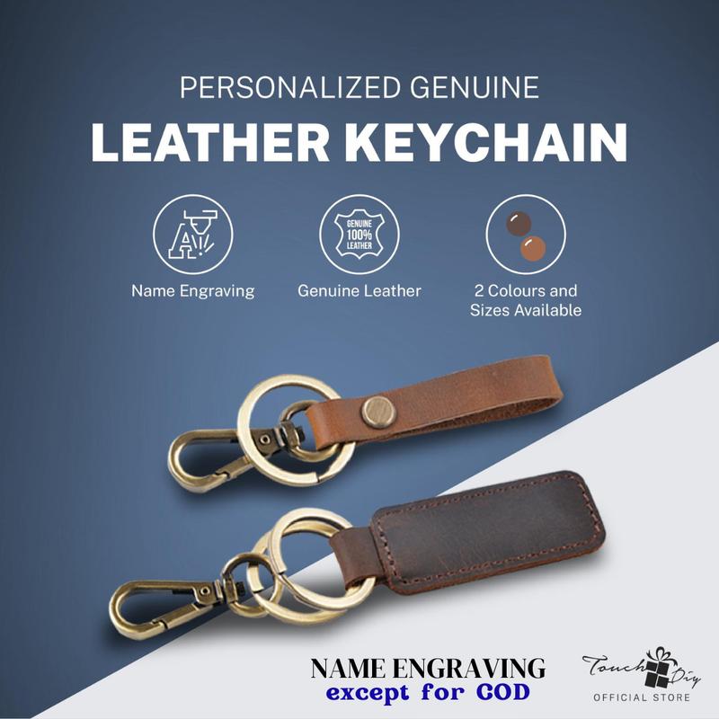 Personalised Stylish Genuine Leather Keychain | Gantungan Kunci Kulit ...