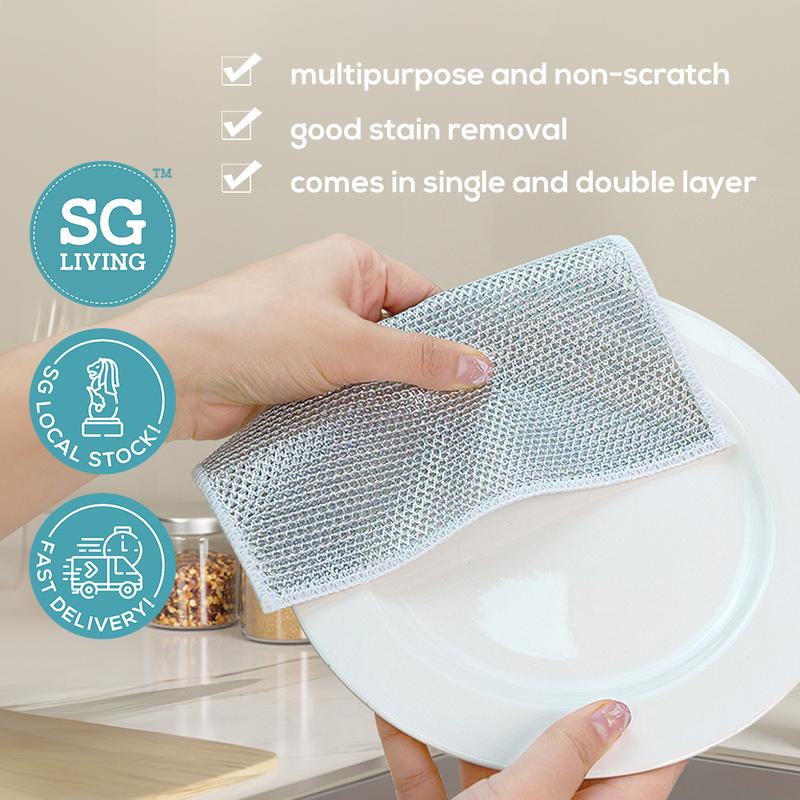 (SG Ready Stock) Metal Wire Mesh Dish Cleaning Cloth (5pcs/10pcs ...