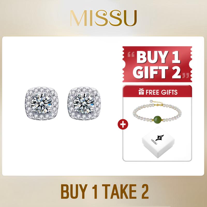 [BUY 1 TAKE 2] Missu Square Stud Earrings+FREE GIFT (1Pcs Pearl - TikTok Shop Philippines
