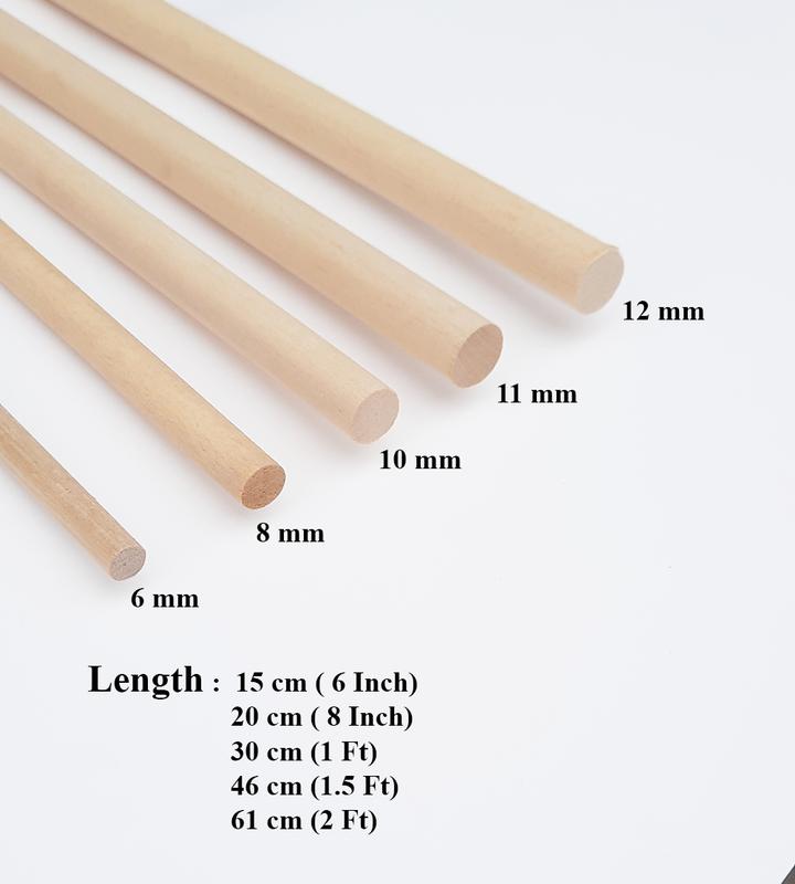 Round Wooden Stick Wood Dowel DIY Stick Kayu Bulat Diameter 6mm/8mm ...