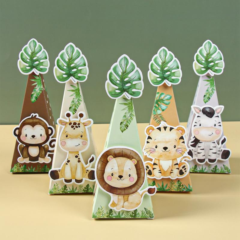 6pcs Animal Triangle Candy Box Giveaway Safari Jungle Party Needs ...
