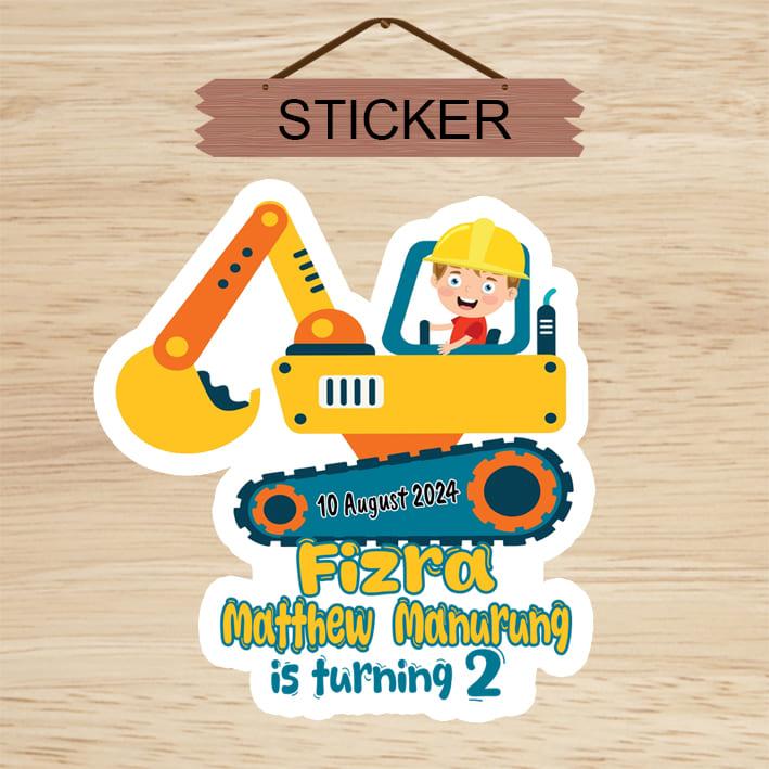 Construction Excavator Truck Cutting Sticker Birthday Souvenir - Shop ...