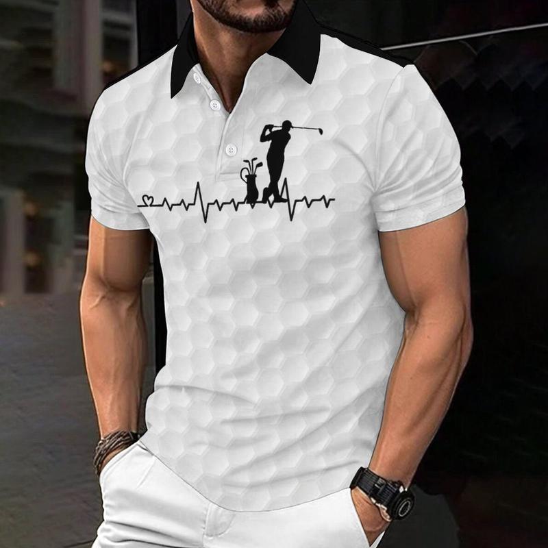 Baju Golf, Bercetak 3D, Untuk Lelaki, Fesyen Kasual, Baju Kolar ...