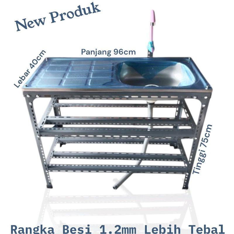 (NEW 2 RAK) Wastafel Portabel Bak Cuci Piring Kitchen Sink Stainless ...