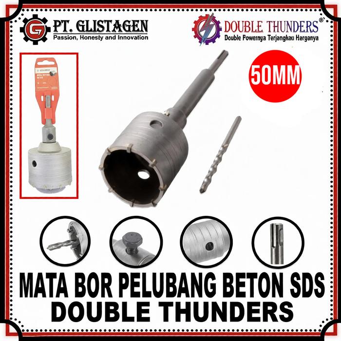 Promo Double Thunders Hollow Core Drill Bit SDS 50mm Mata Bor Beton ...