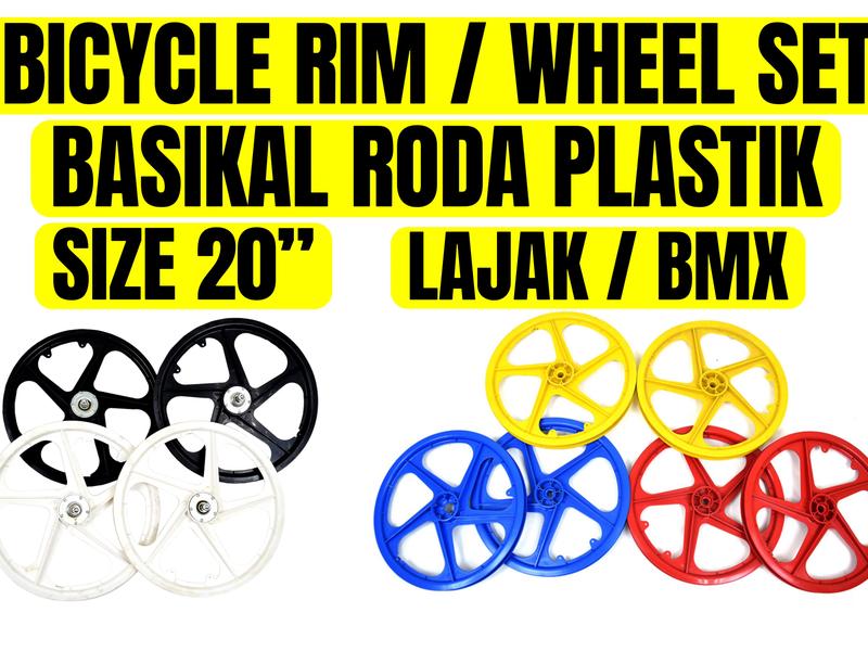 BICYCLE PVC PLASTIC WHEEL SET SPORT RIM WADO RODA PLASTIK 5 KAKI ...