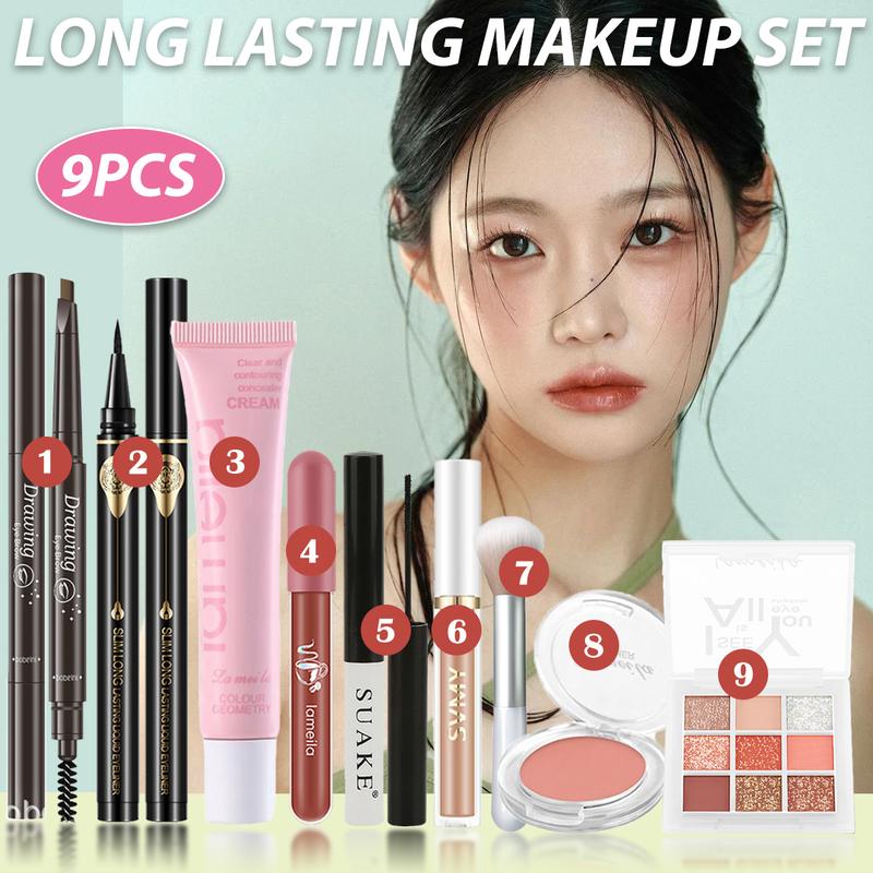 Set lengkap solekan tahan lama, krim BB, asas, sayu Pencil+Eyeliner ...