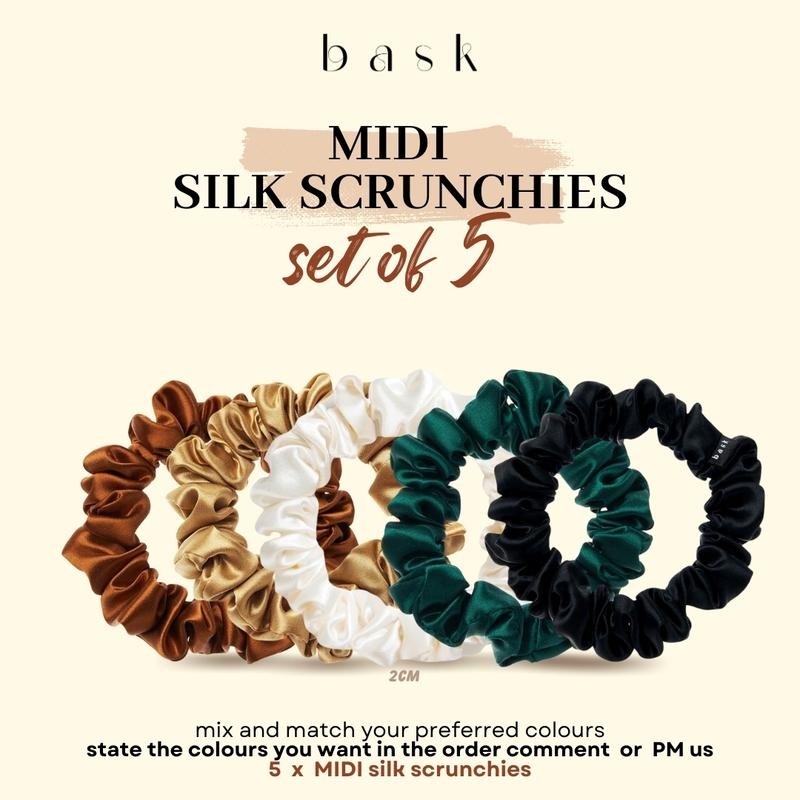 BASK - (Pack of 5) MIDI 2cm Silk Scrunchies - Hair Scrunchie - TikTok ...